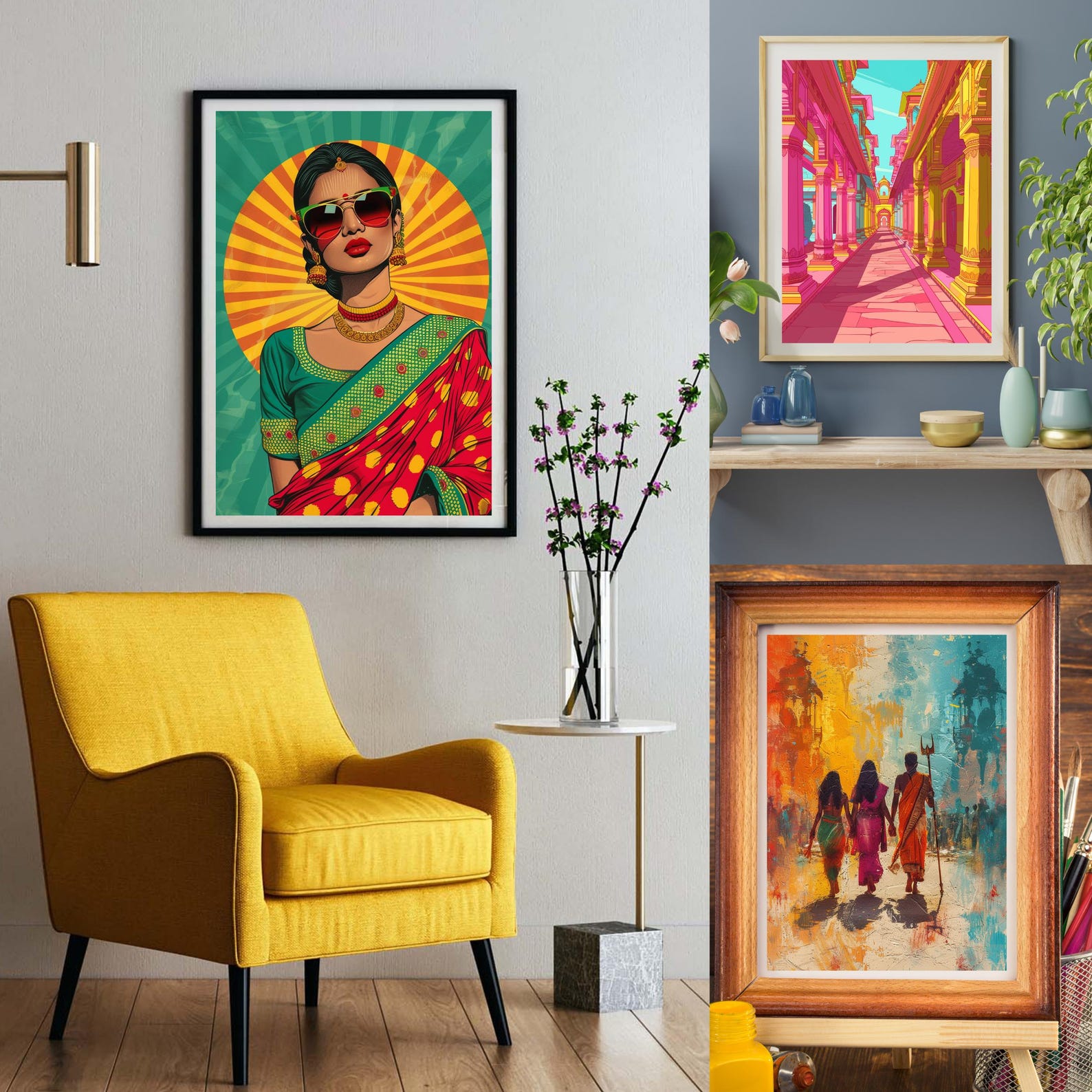 80+ Colourful India Gallery Wall Set, Vintage Decor, Indian Wall Art ...