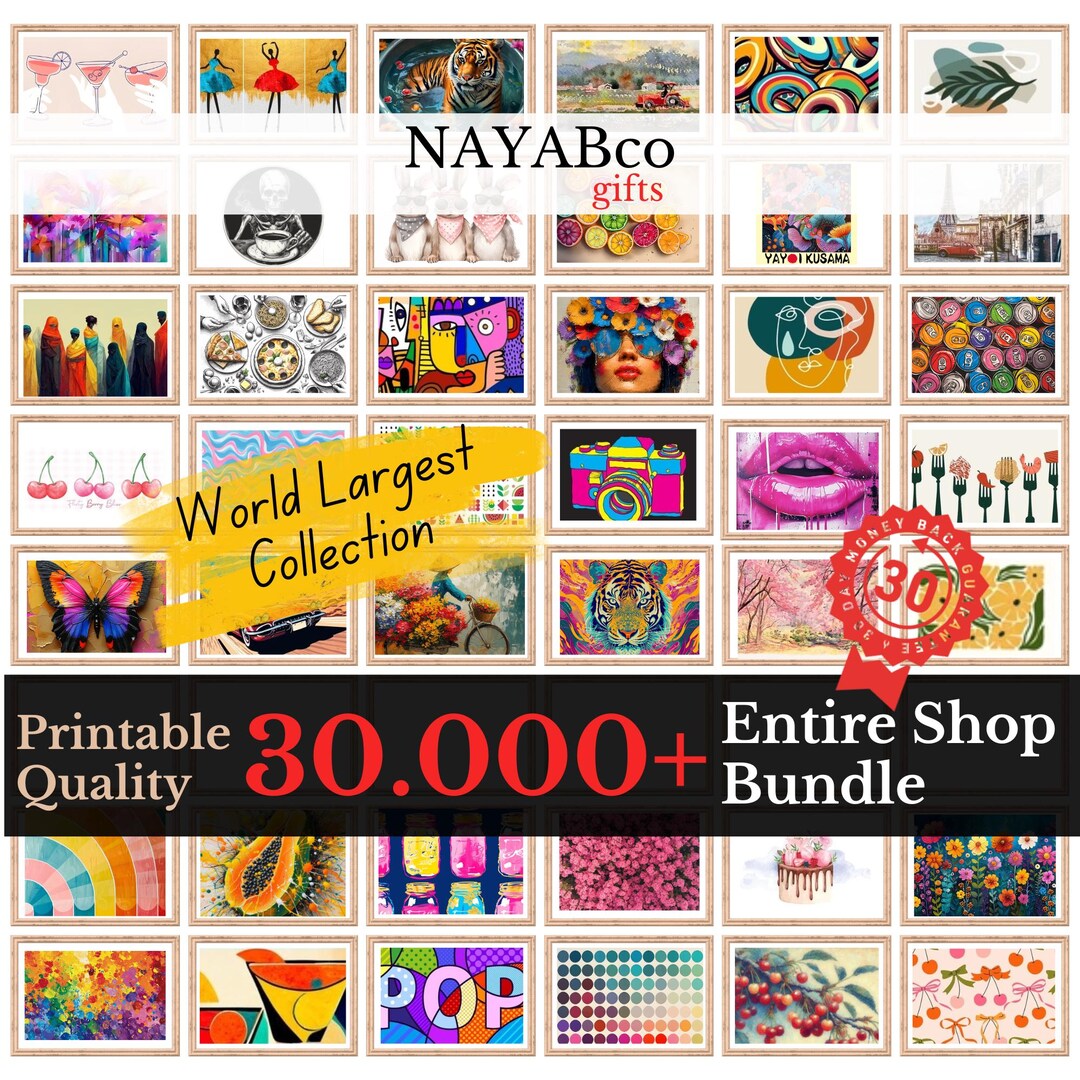 Entire Shop Bundle, 30,000+ Wall Art, Eclectic Wall Art, Trendy Retro ...