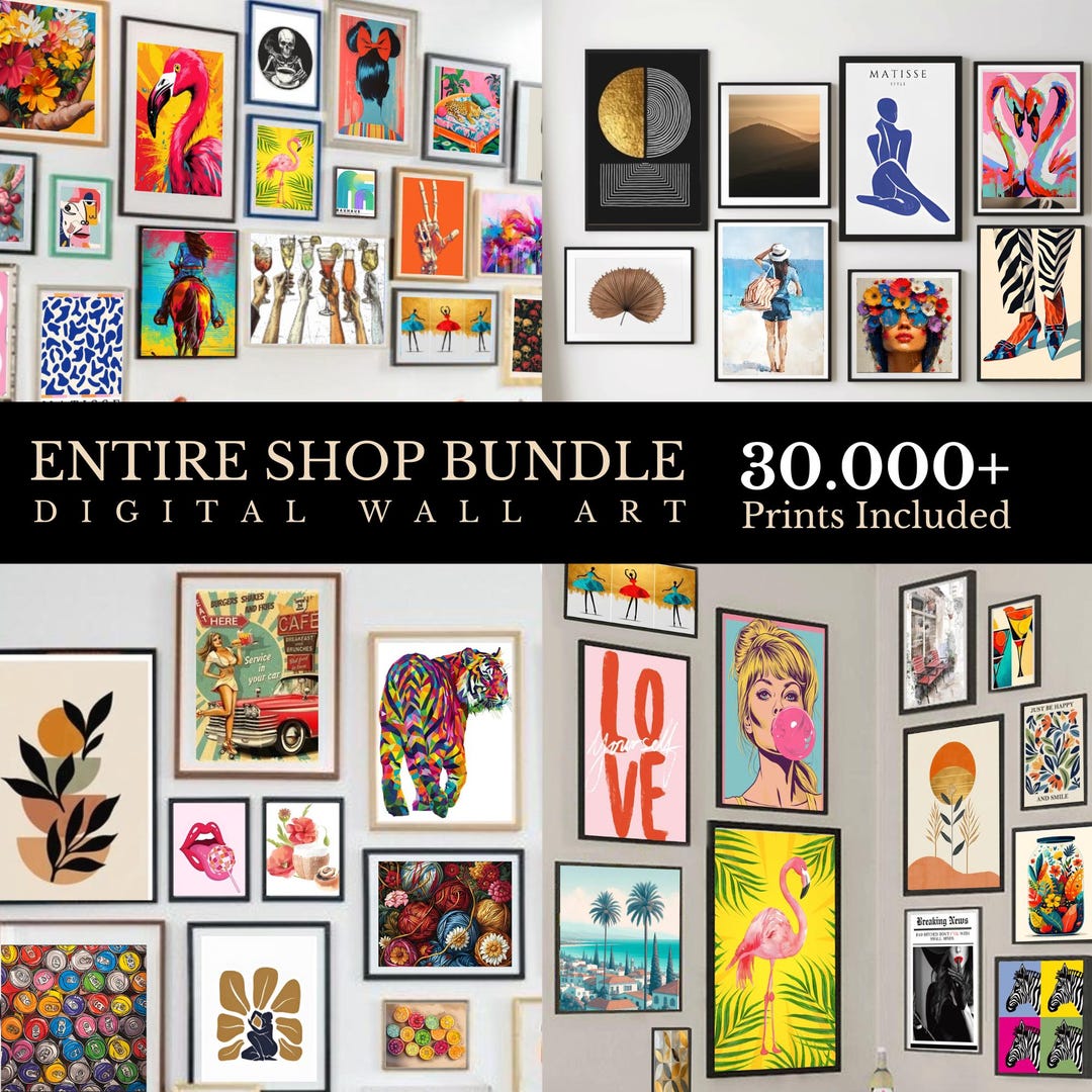 Entire Shop Bundle, 30,000+ Wall Art, Eclectic Wall Art, Trendy Retro ...