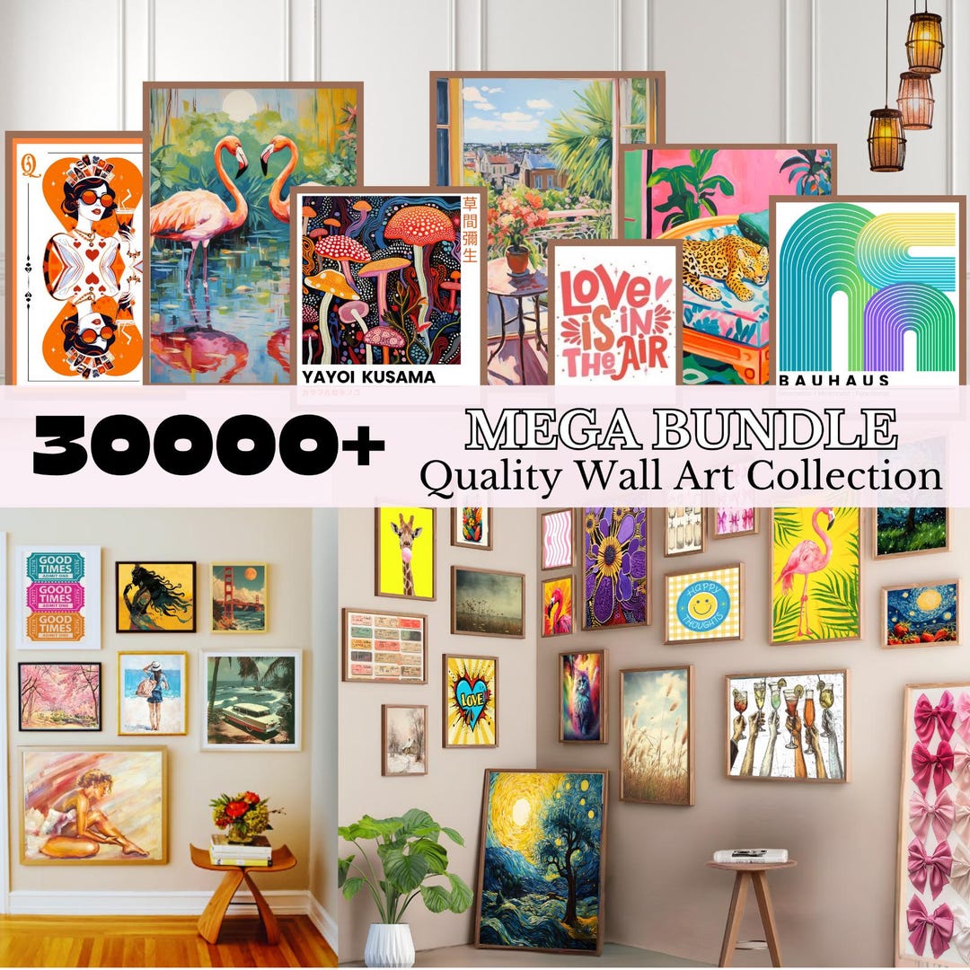 30,000+ Wall Art Megabundle, Eclectic Wall Art, Maximalist, Trendy ...
