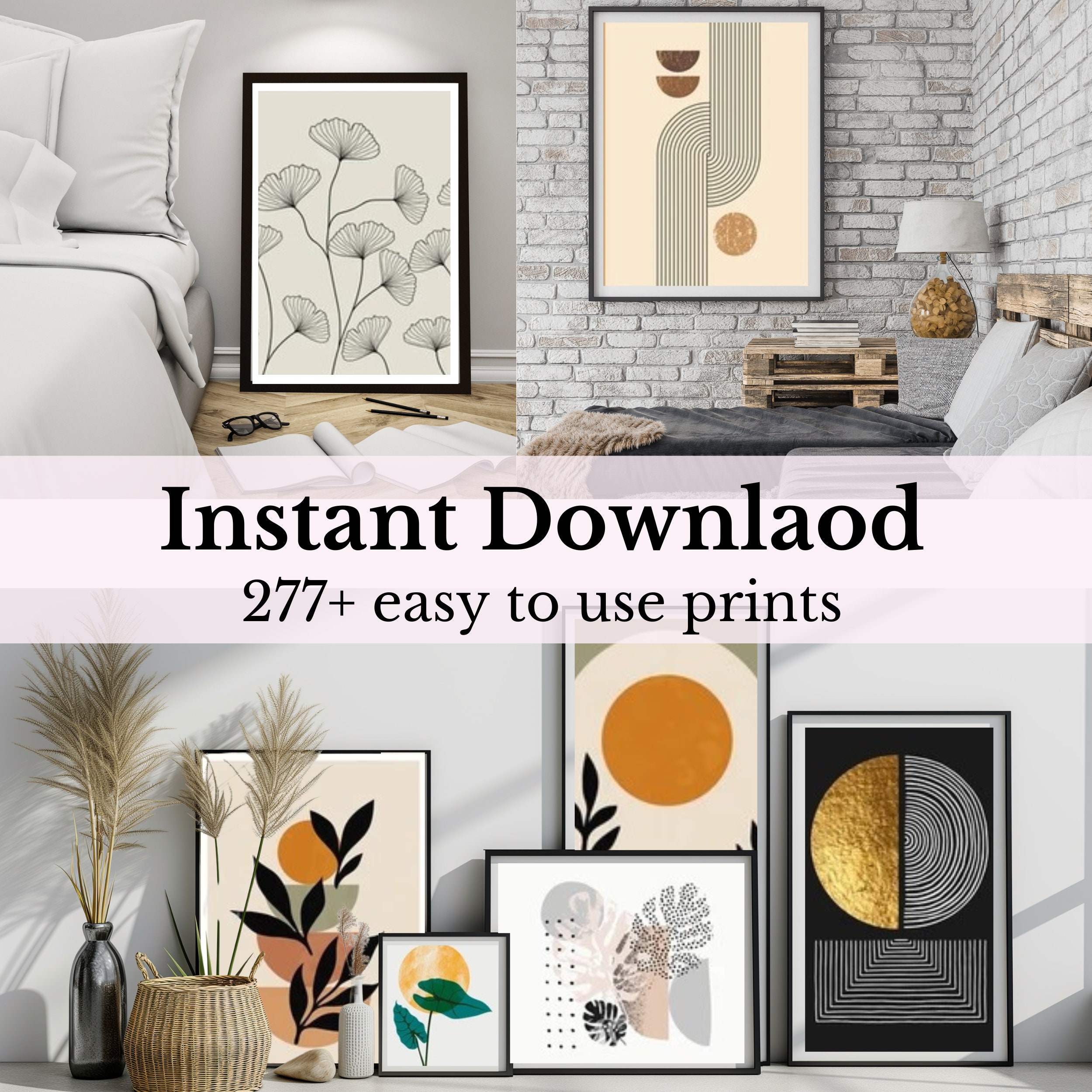 270+ Boho Wall Collage Mega Bundle, Set of 277 Prints, Geometric Dorm ...