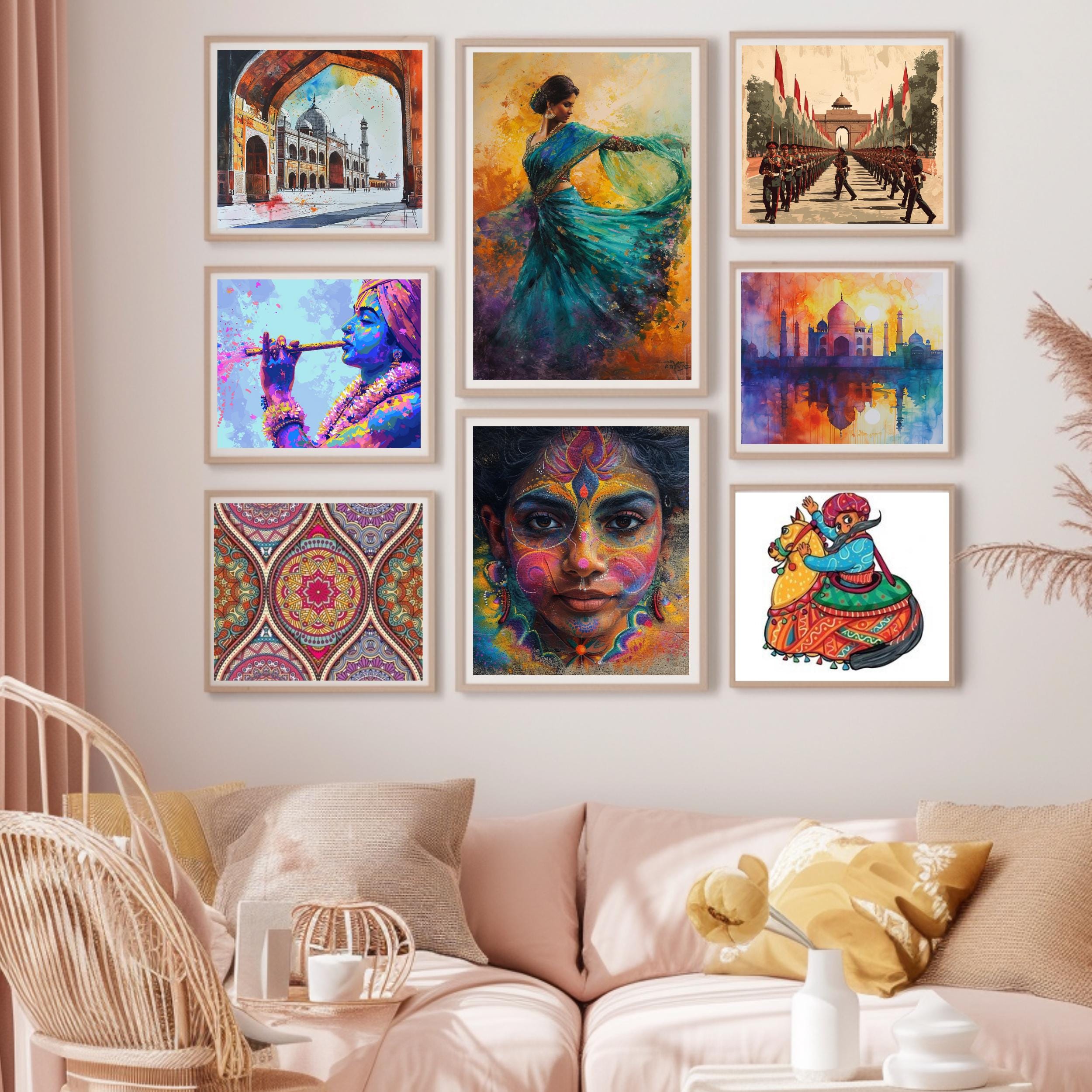 80+ Colourful India Gallery Wall Set, Vintage Decor, Indian Wall Art ...
