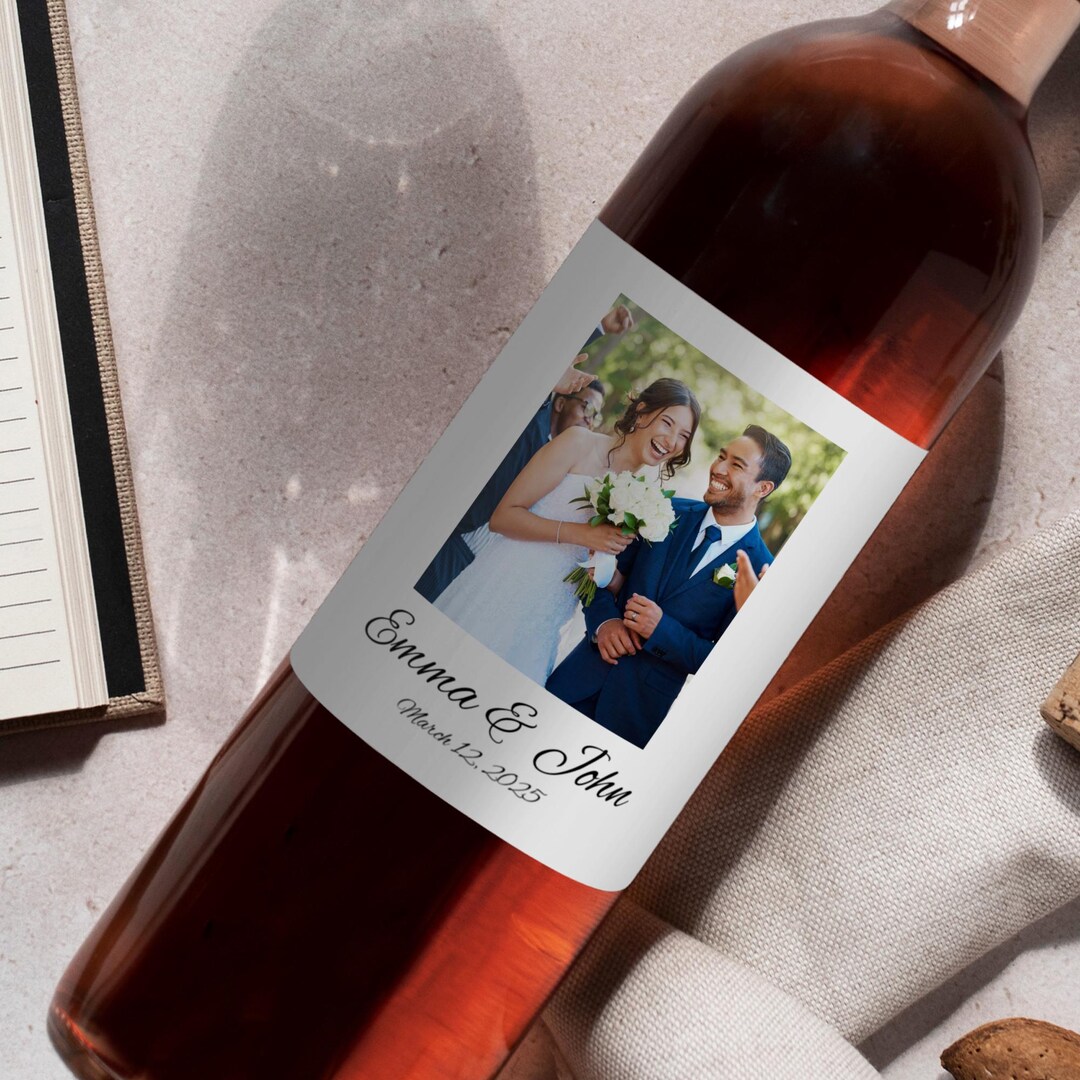 Custom Wedding Photo Label, Personalized Gift, Wine Bottle Label ...