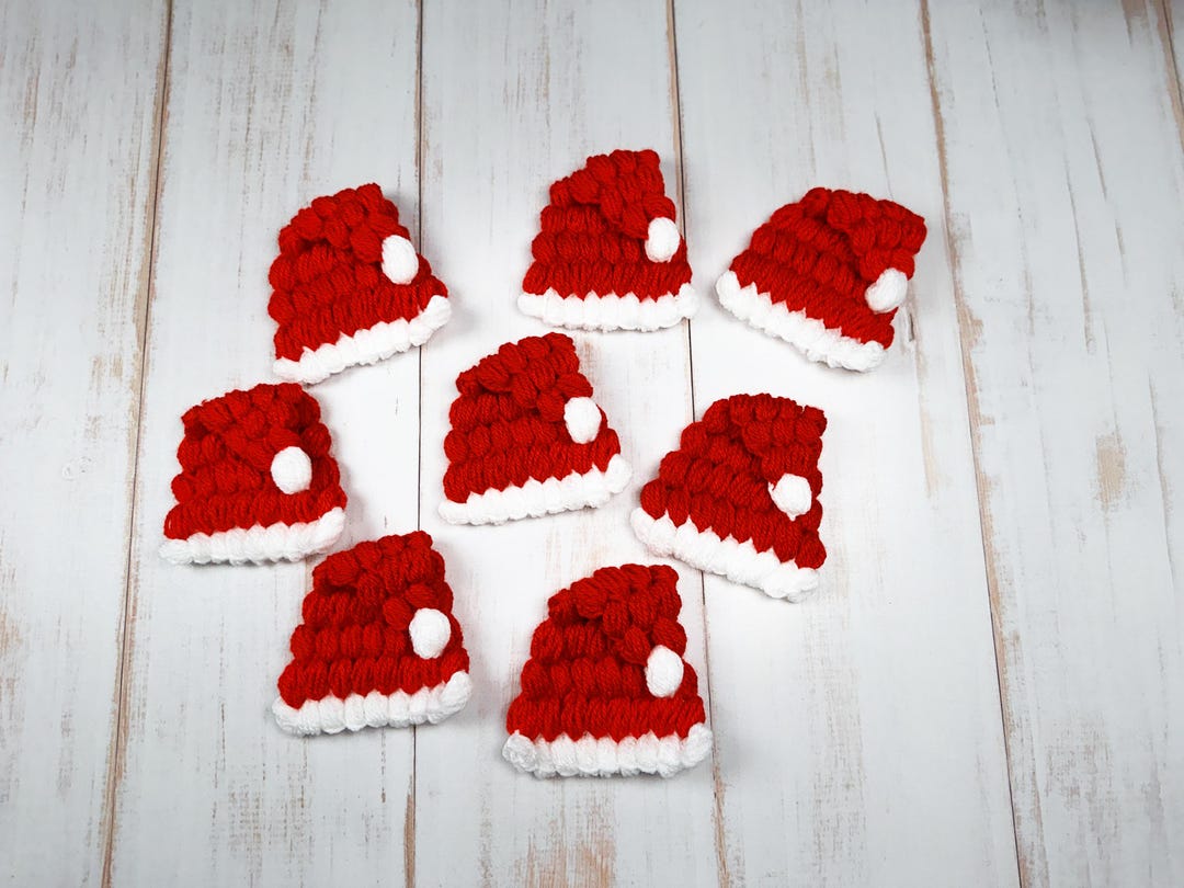 Mini Knit Christmas Hat, Crochet Santa Hats, 3D Handmade Elements for ...