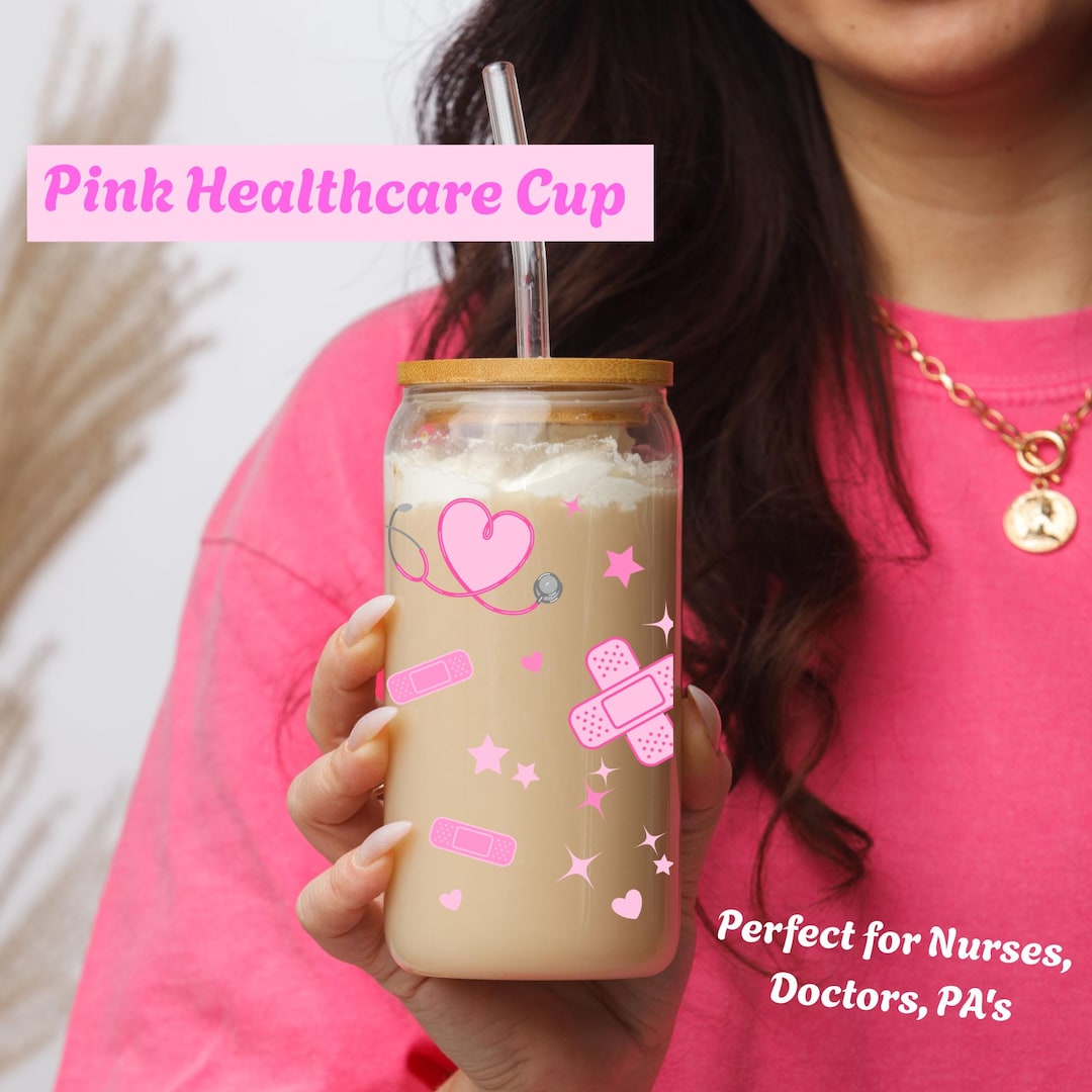 Pink Healthcare Cup: Nurse Doctor Gift, Stethoscope Sipper Glass - Etsy