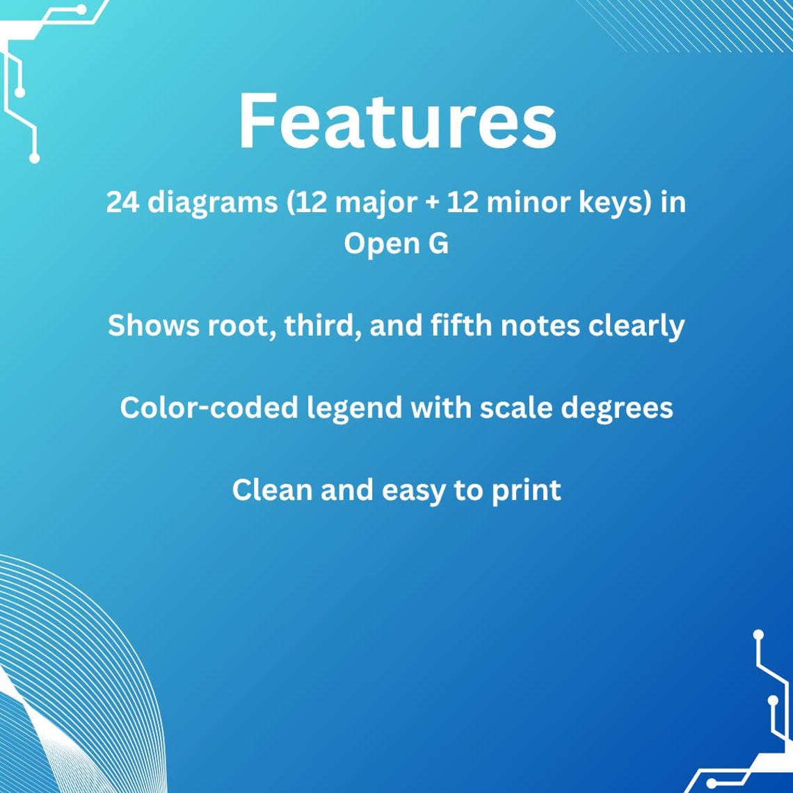 Open G Printable Guitar Fretboard Diagram Alternate Tuning Open G Major ...