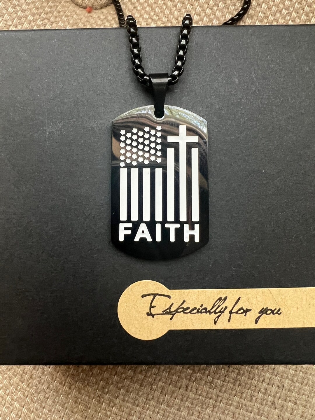 Faith American Flag Dog Tag Necklace - Etsy