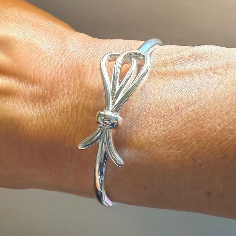 Silver Bow Cuff Bangle - Etsy UK