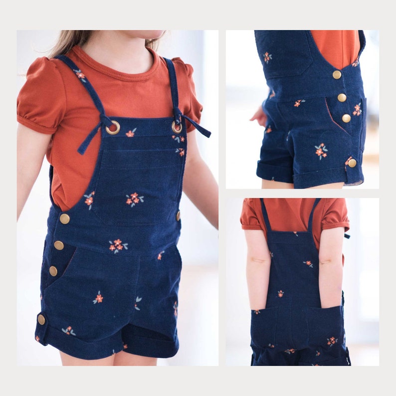 Kids Olsen Overalls Sewing Pattern | Shortall, Tween Sizes 2T-17 (PDF ...