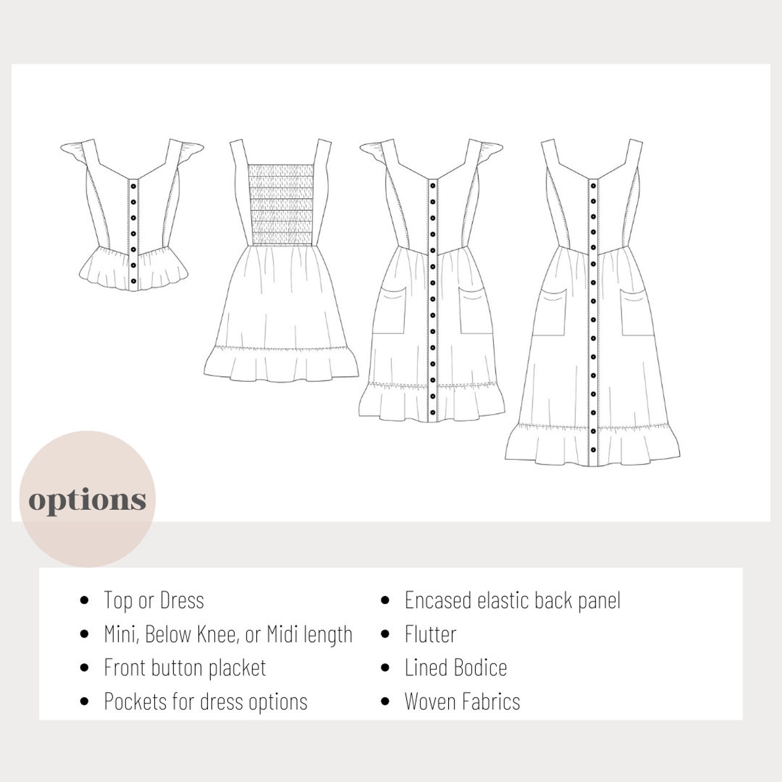 Adult Atley Woven Top & Dress | PDF Sewing Pattern | Woven Sewing ...
