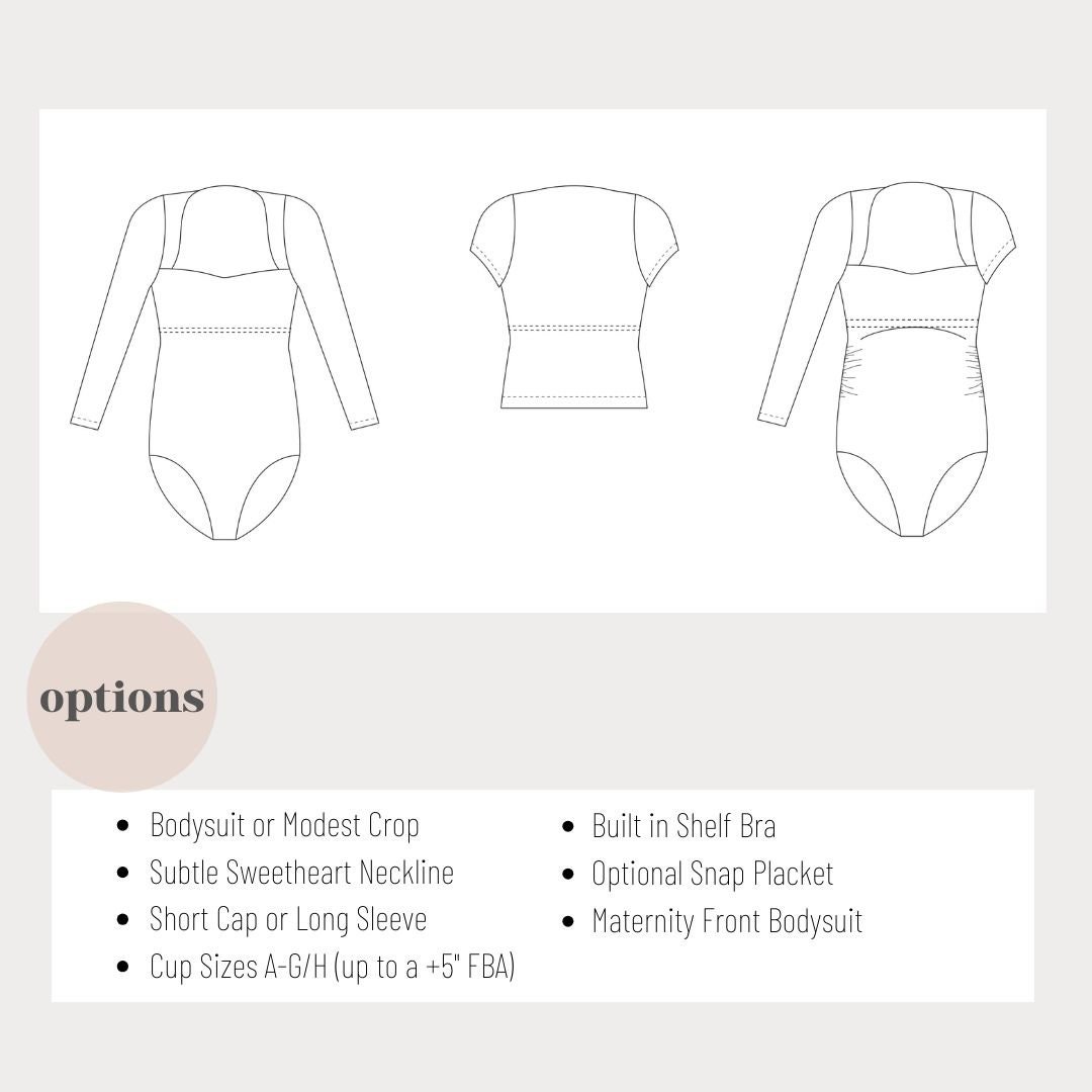 Adult Estelle Sweetheart Bodysuit & Crop | PDF Sewing Pattern ...