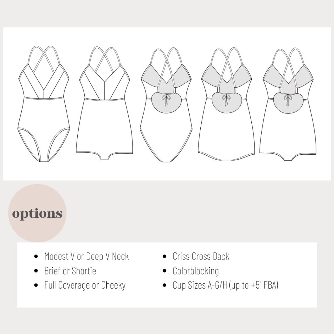 Adult Darby One Piece Swimsuit PDF Sewing Pattern Swimsuit Vintage Open ...