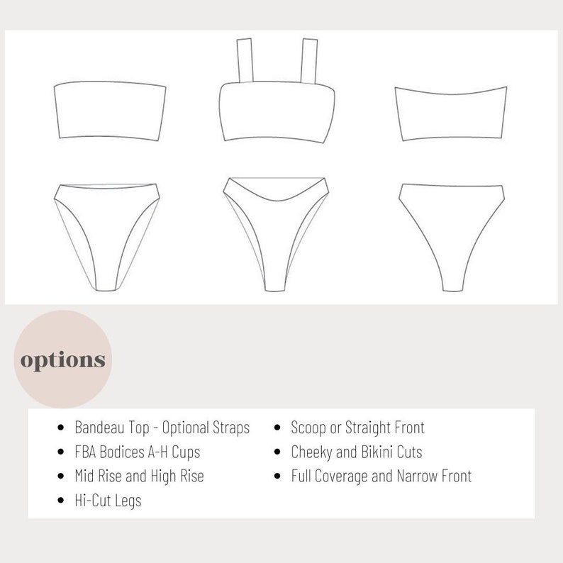 Hi-cut Bandeau Swimsuit Sewing Pattern | Adult XXS-5X (PDF Pattern) - Etsy