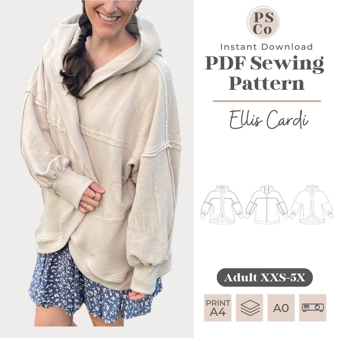 Adult Ellis Cardi | PDF Sewing Pattern | Oversized Cardigan | Hooded ...