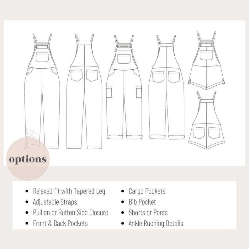 Adult Olsen Overalls | PDF Sewing Pattern | Overall | Shortall | Woven ...