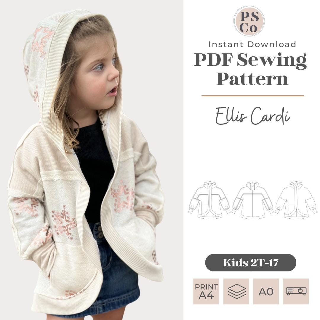 Kids Ellis Cardi Sewing Pattern | Oversized Hooded Cardigan (PDF ...