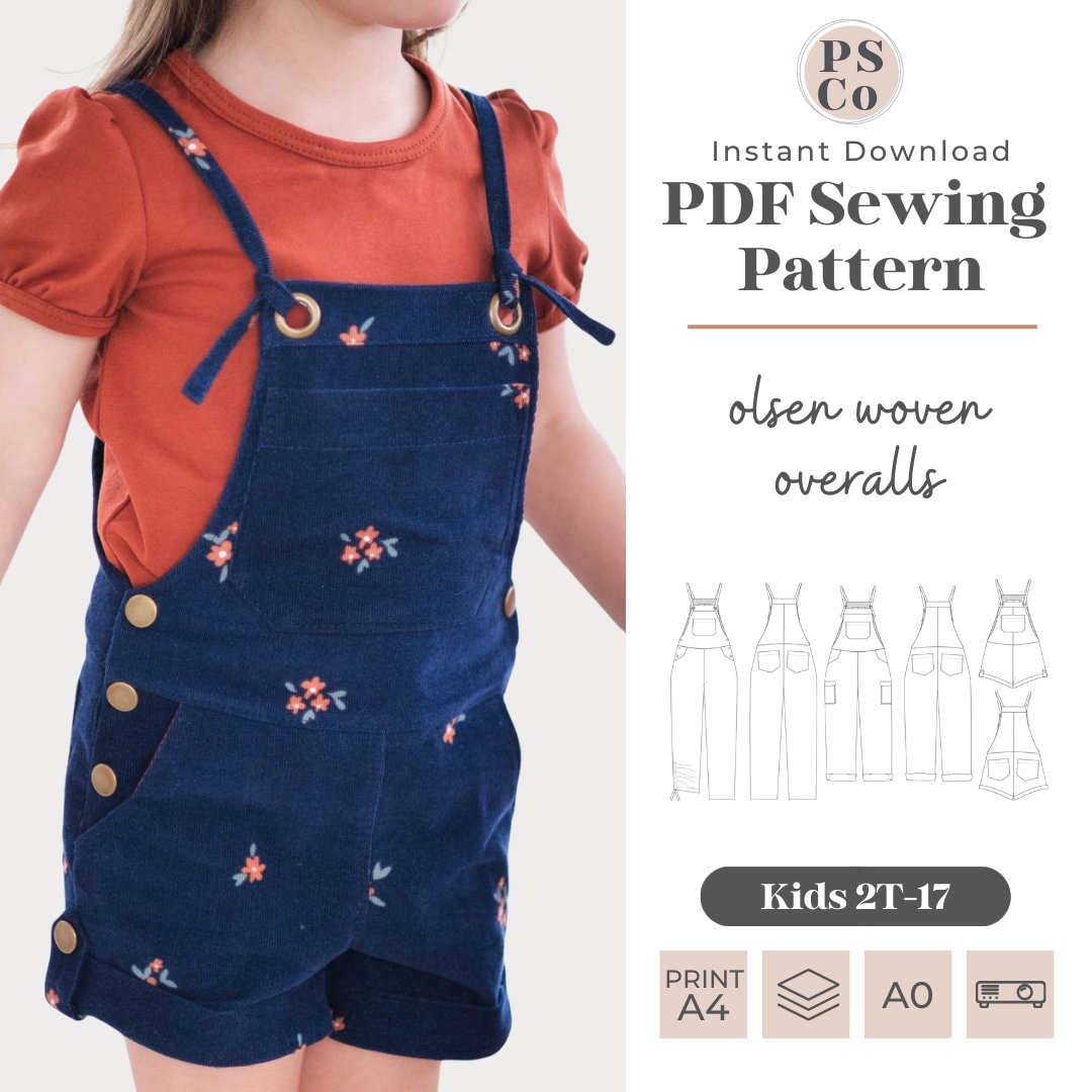Kids Olsen Overalls | PDF Sewing Pattern | Overall Sewing Pattern ...