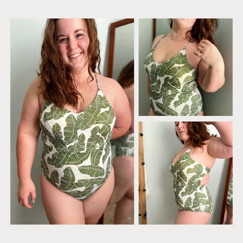 Adult Darby One Piece Swimsuit PDF Sewing Pattern Swimsuit Vintage Open Back Adult Sewing ...