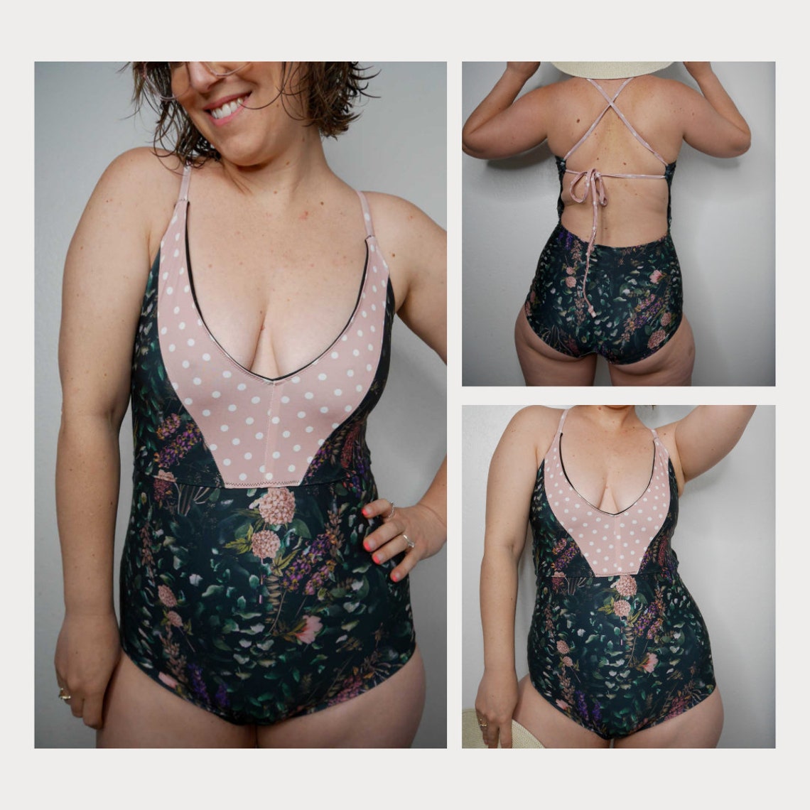 Adult Darby One Piece Swimsuit PDF Sewing Pattern Swimsuit Vintage Open Back Adult Sewing ...