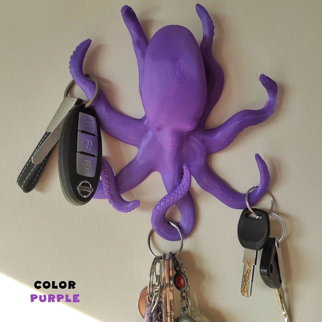 Ocean-inspired Octopus Key Holder - Wall-mounted Tentacle Key Rack, 3d ...
