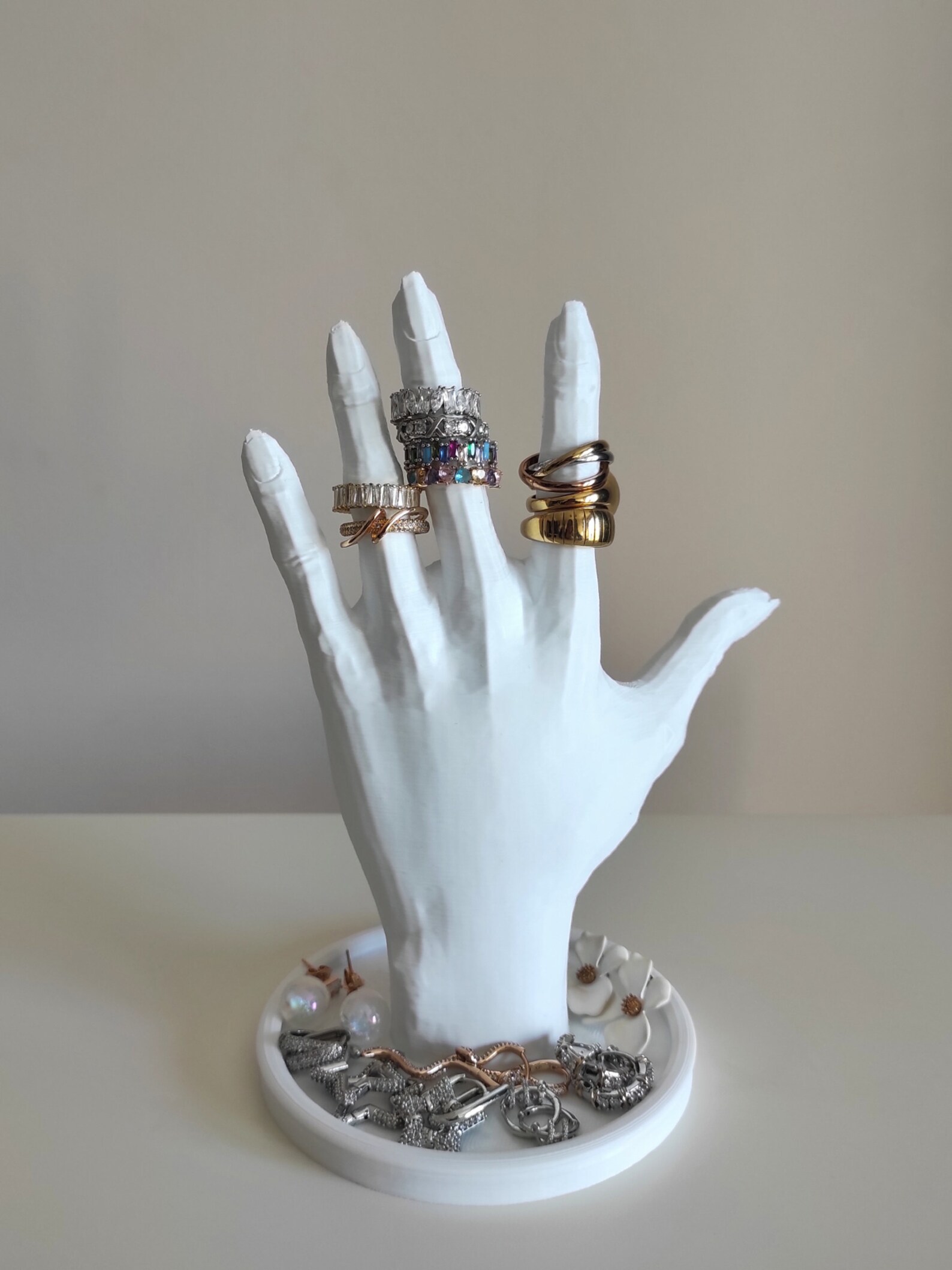 Modern White Hand Jewelry Stand, Artistic Ring Display, Sculptural ...