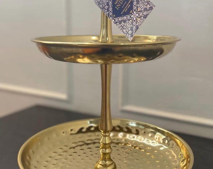 2 Tiered Tray,gold Tray,distressed Gold Metal Tiered Tray,kitchen Decor ...