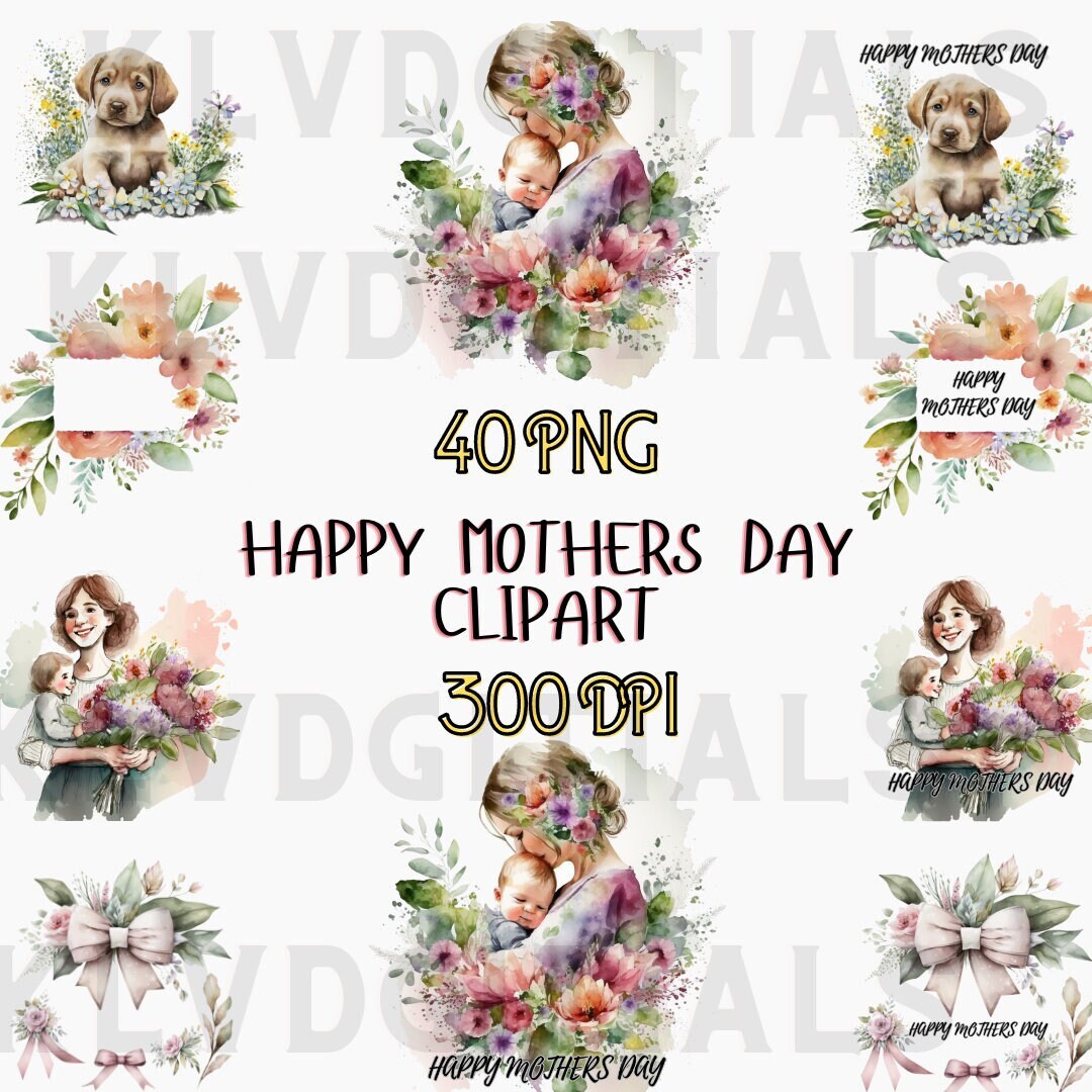 Happy Mother's Day Clipart Bundle, Mother's Day PNG Graphics ...