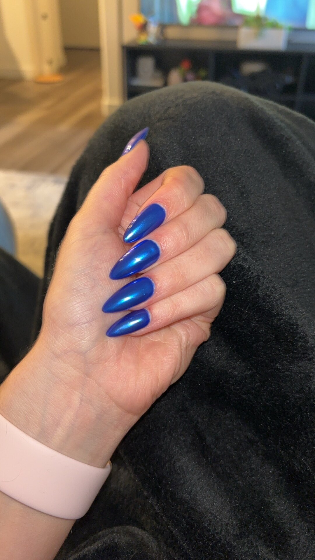 Navy Blue Chrome Nails - Etsy