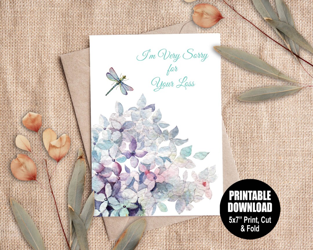 Dragonfly Printable Sympathy Card - Etsy