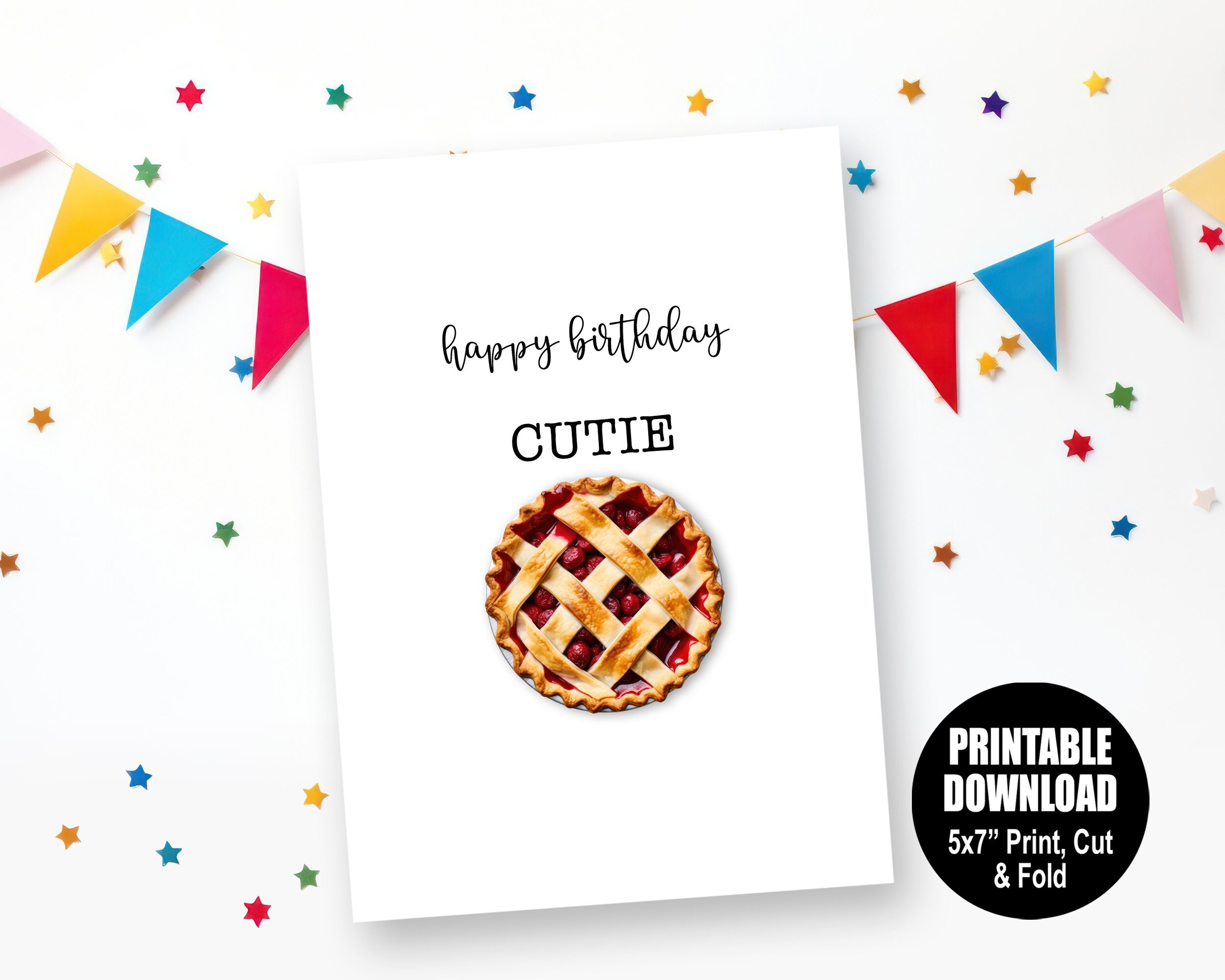 Cutie Pie Printable Birthday Card - Etsy