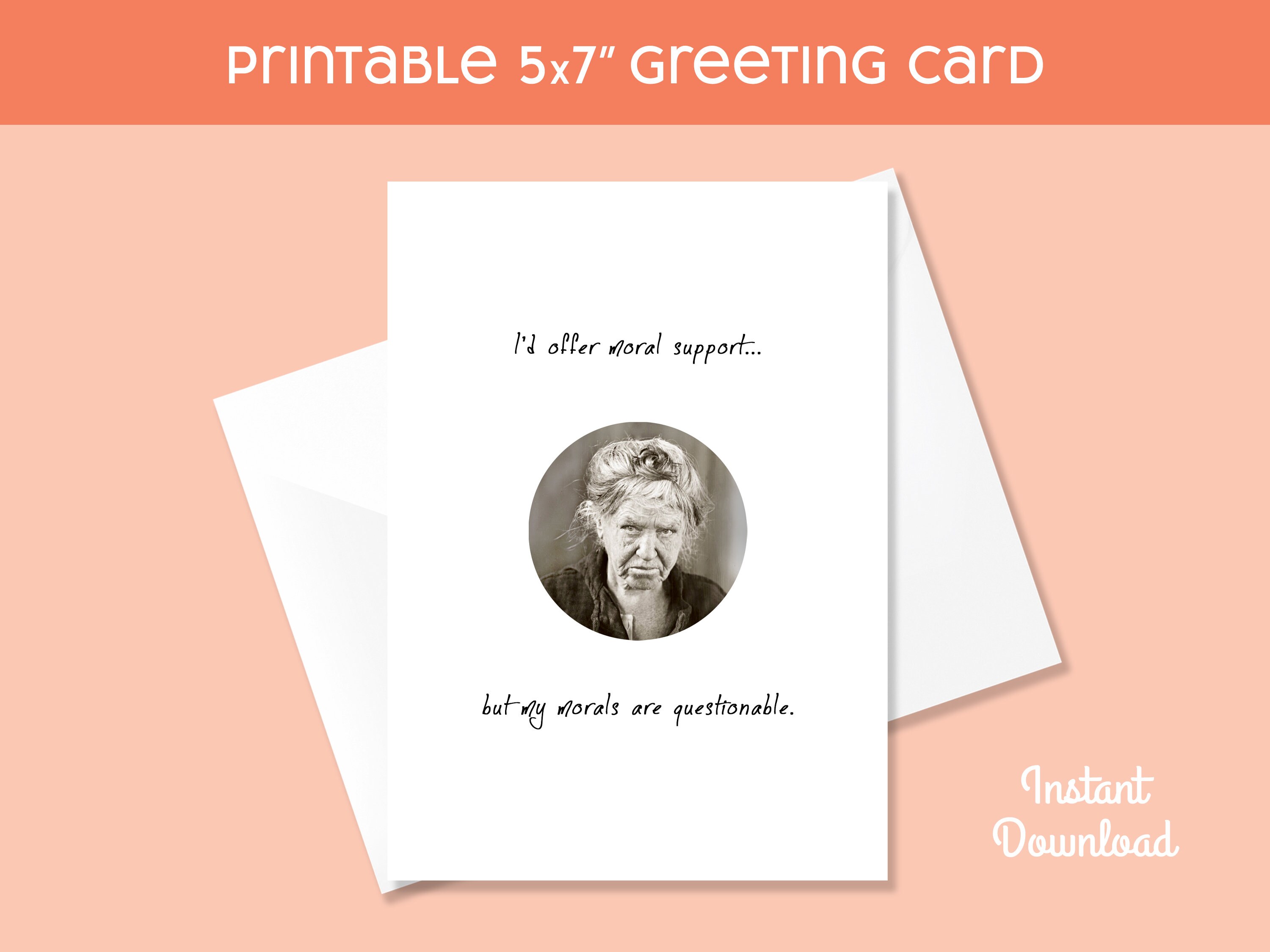 Questionable Morals Printable Encouragement Card - Etsy