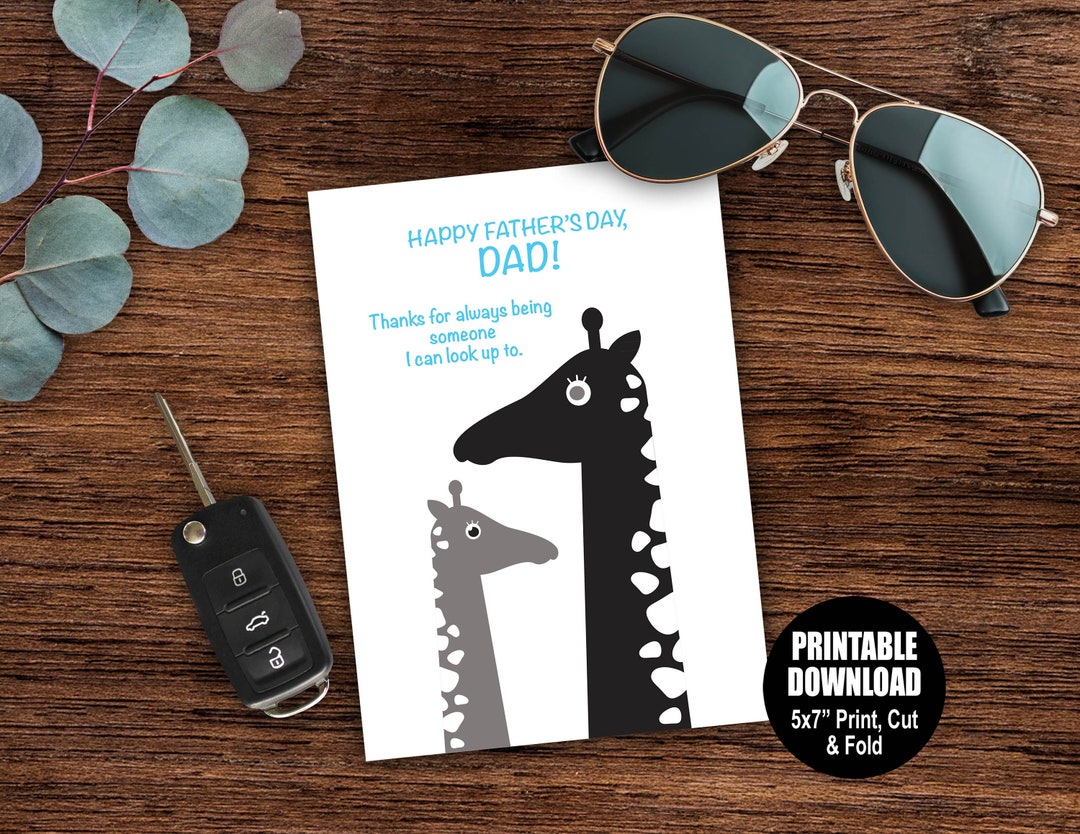 Giraffe Printable Father's Day Card - Etsy
