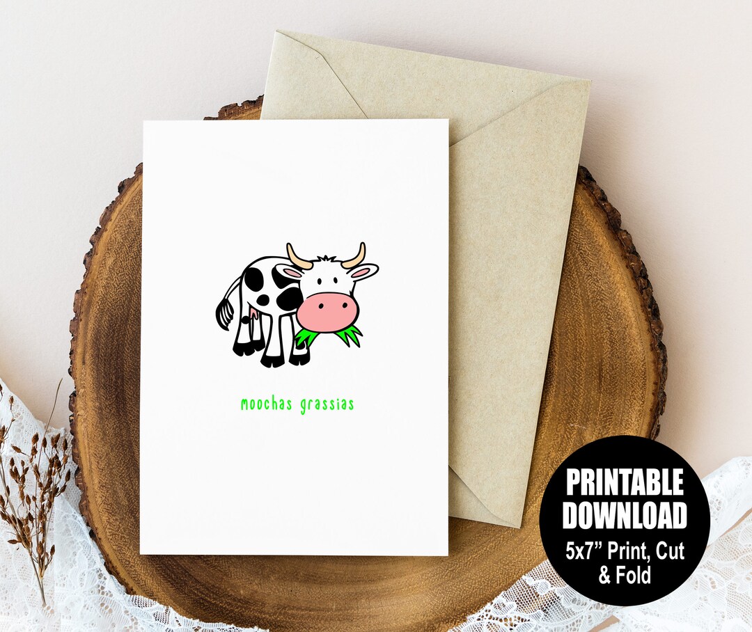 Cow Printable Thank You Card - Etsy