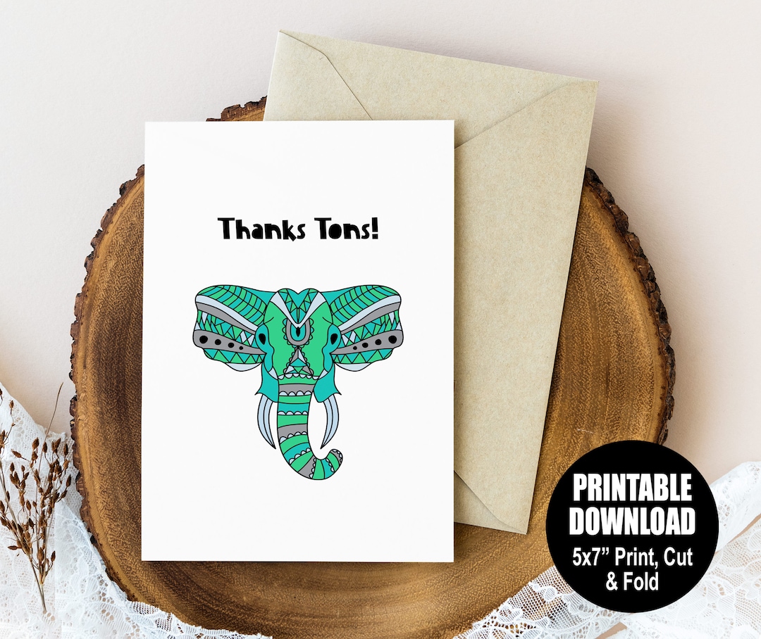 Thanks Tons Printable Card - Etsy
