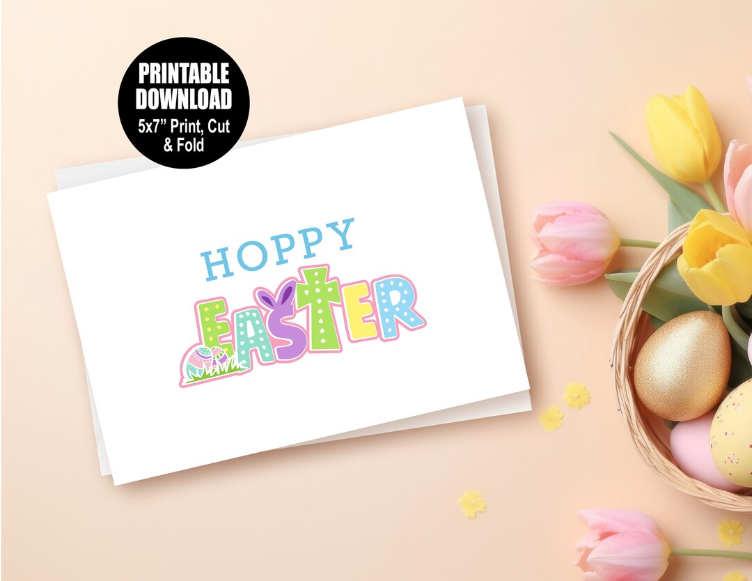 Hoppy Easter Printable Easter Card - Etsy