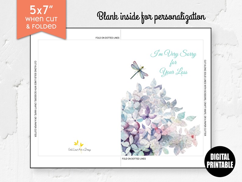 Dragonfly Printable Sympathy Card - Etsy