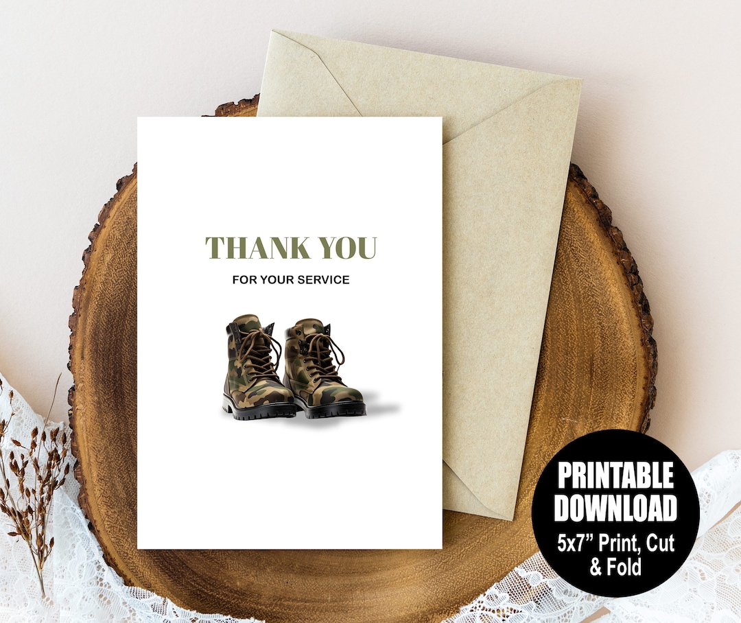 Thank You for Your Service Printable Thank You Card - Etsy
