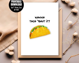 Taco Card, Printable Card for Friend, Taco Greeting Card, Pun Card ...