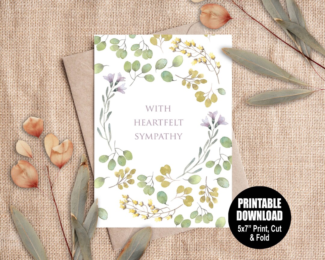 Heartfelt Sympathy Printable Card - Etsy