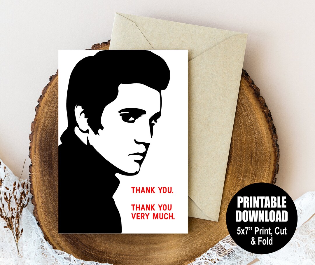Elvis Printable Thank You Card - Etsy