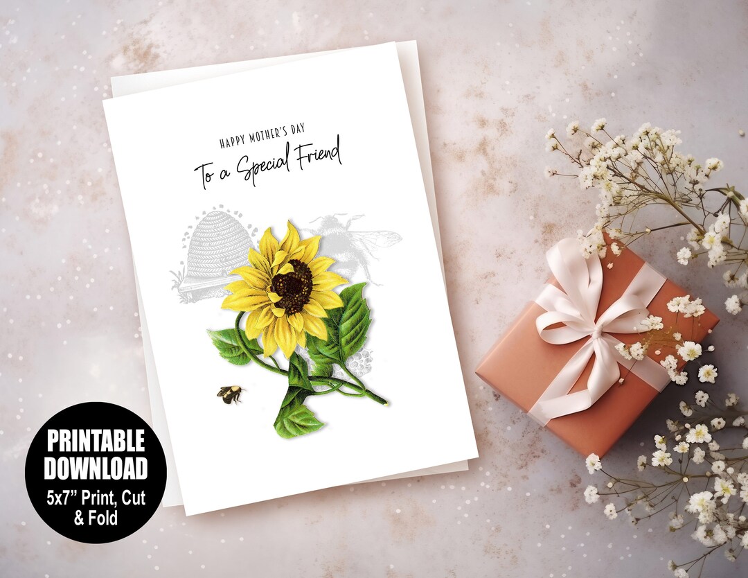 Sunflower Printable Mother's Day Card - Etsy