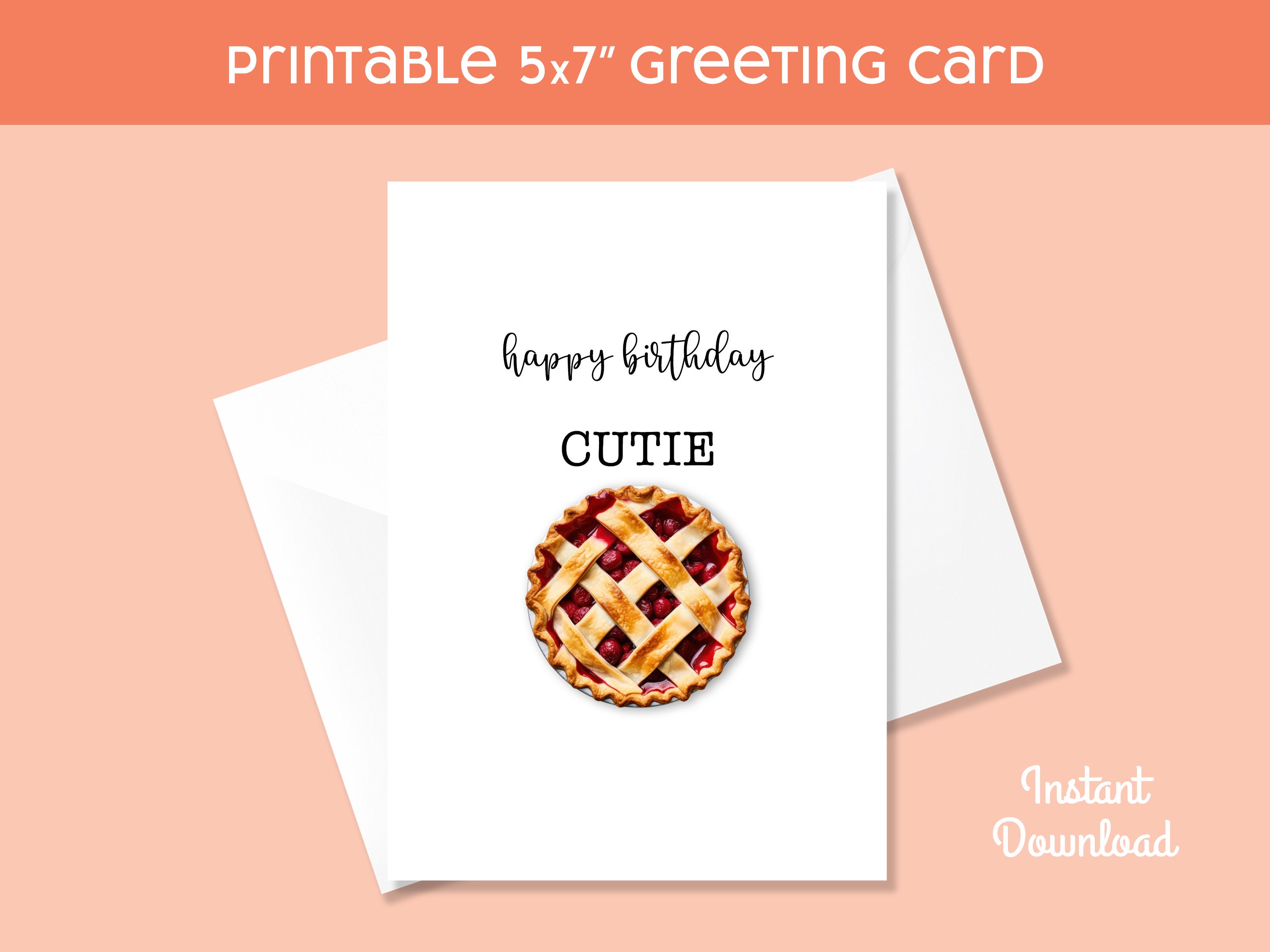 Cutie Pie Printable Birthday Card - Etsy