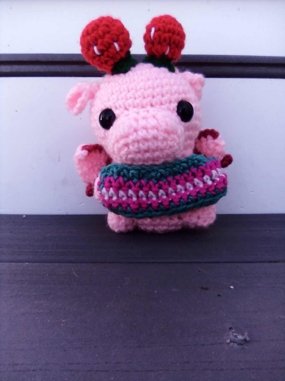 Crochet Strawberry Dragon Holding Transgender Flag - Etsy