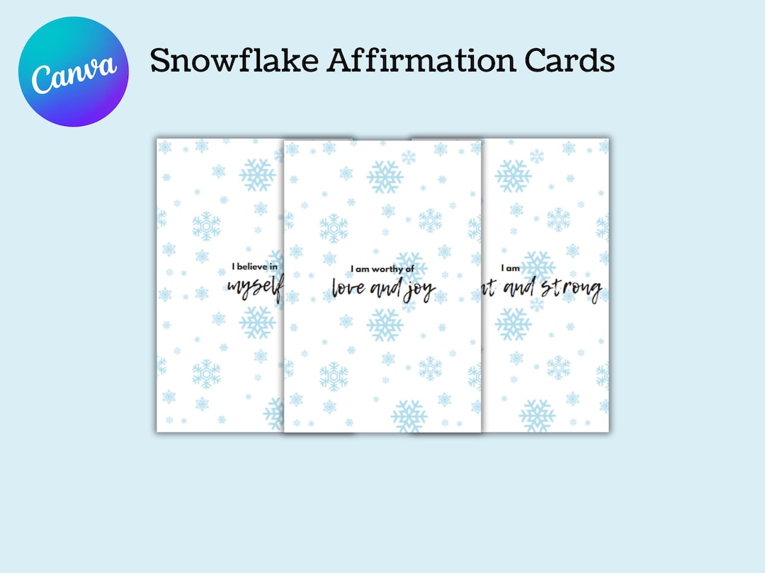 Snowflake Affirmation Cards, Printable Winter Affirmations Bundle ...