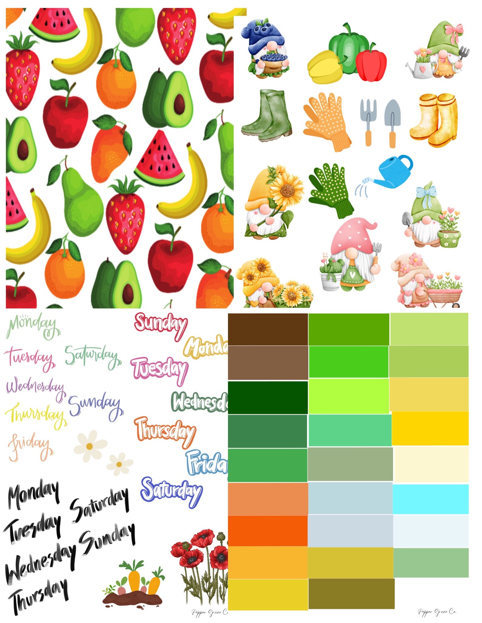 Garden Themed Bundle Pre-cropped Digital Stickers for Goodnotes - Etsy