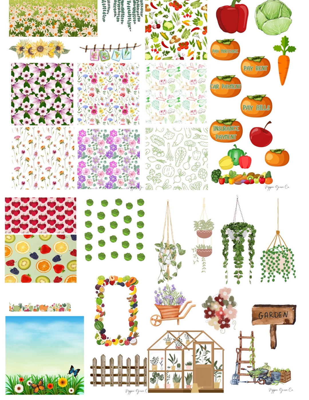 Garden Themed Bundle Pre-cropped Digital Stickers for Goodnotes - Etsy