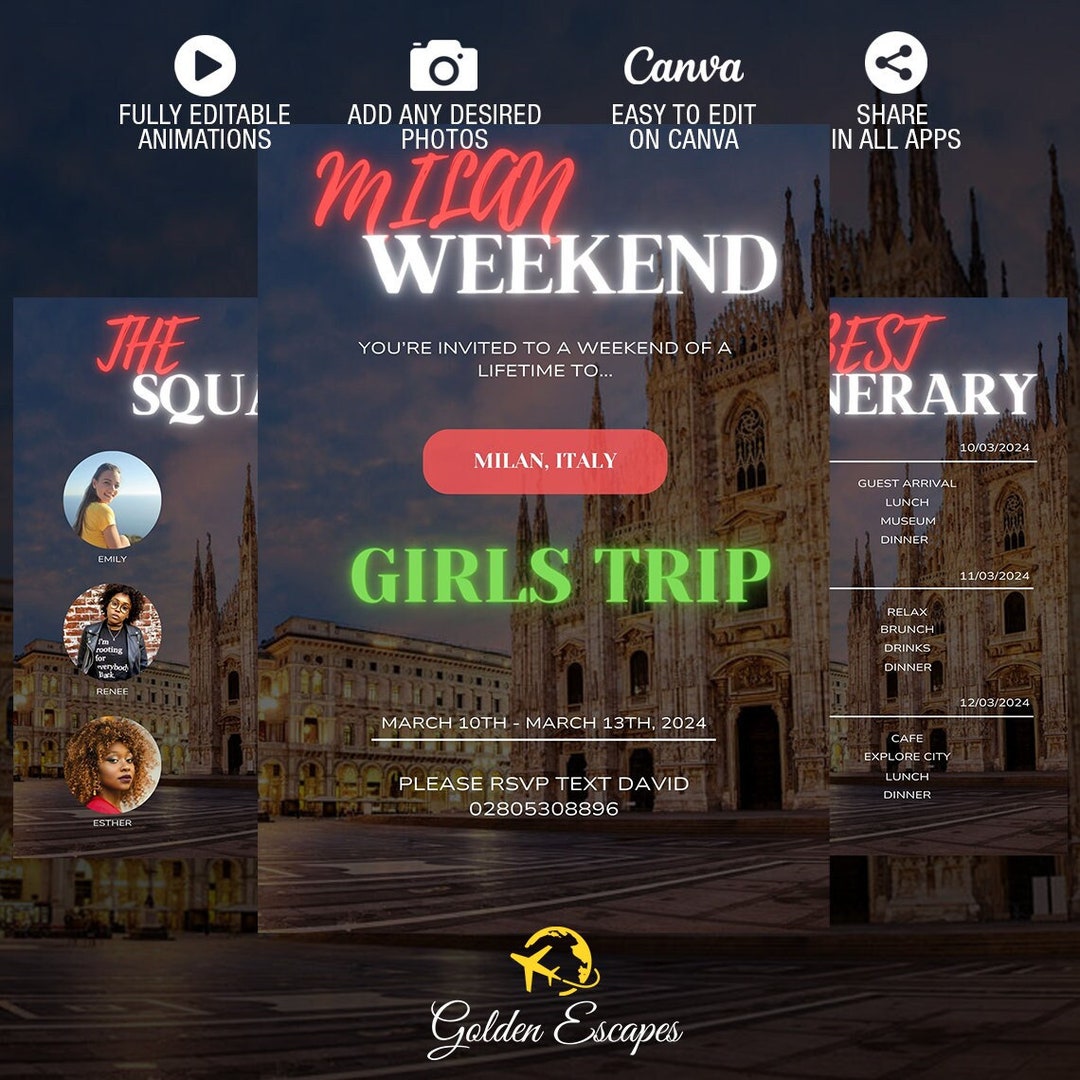 Milan Digital Travel Itinerary, Girls Trip Itinerary, Itinerary Template, Travel Itinerary ...