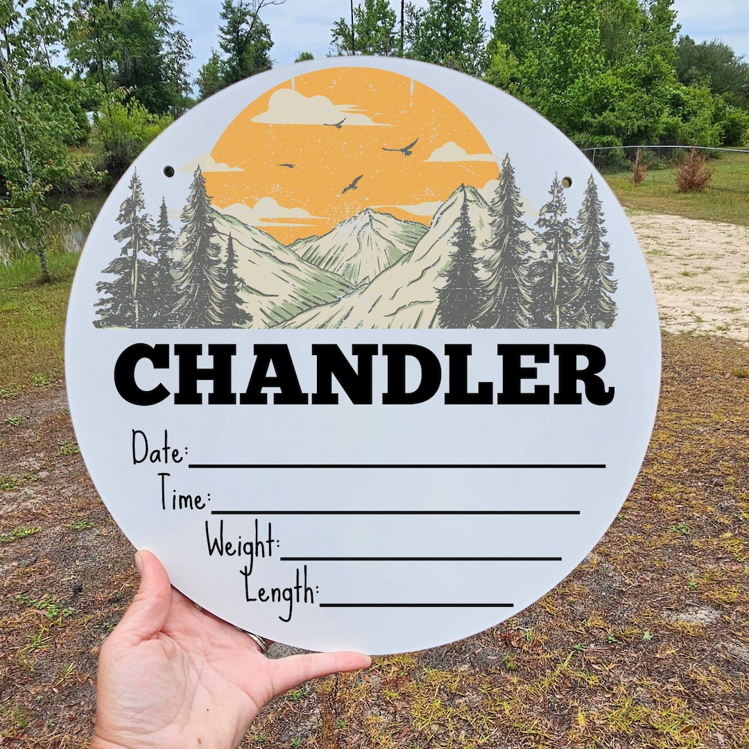 Woodland Birth Announcement Sign, Baby Stats, Newborn Announcement ...