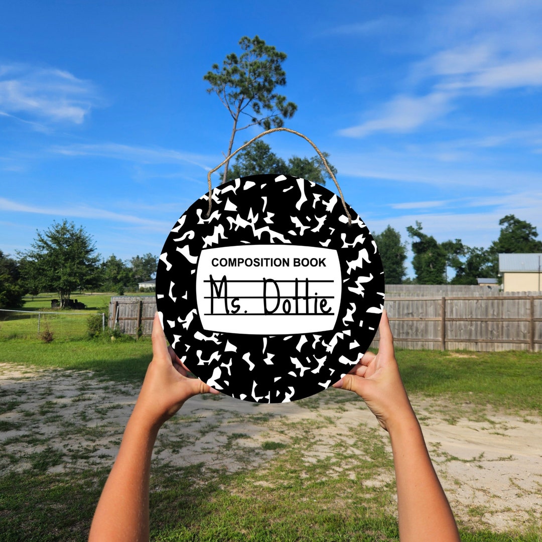 Custom Composition Notebook Door Sign, Retro Classroom Door Hanger ...