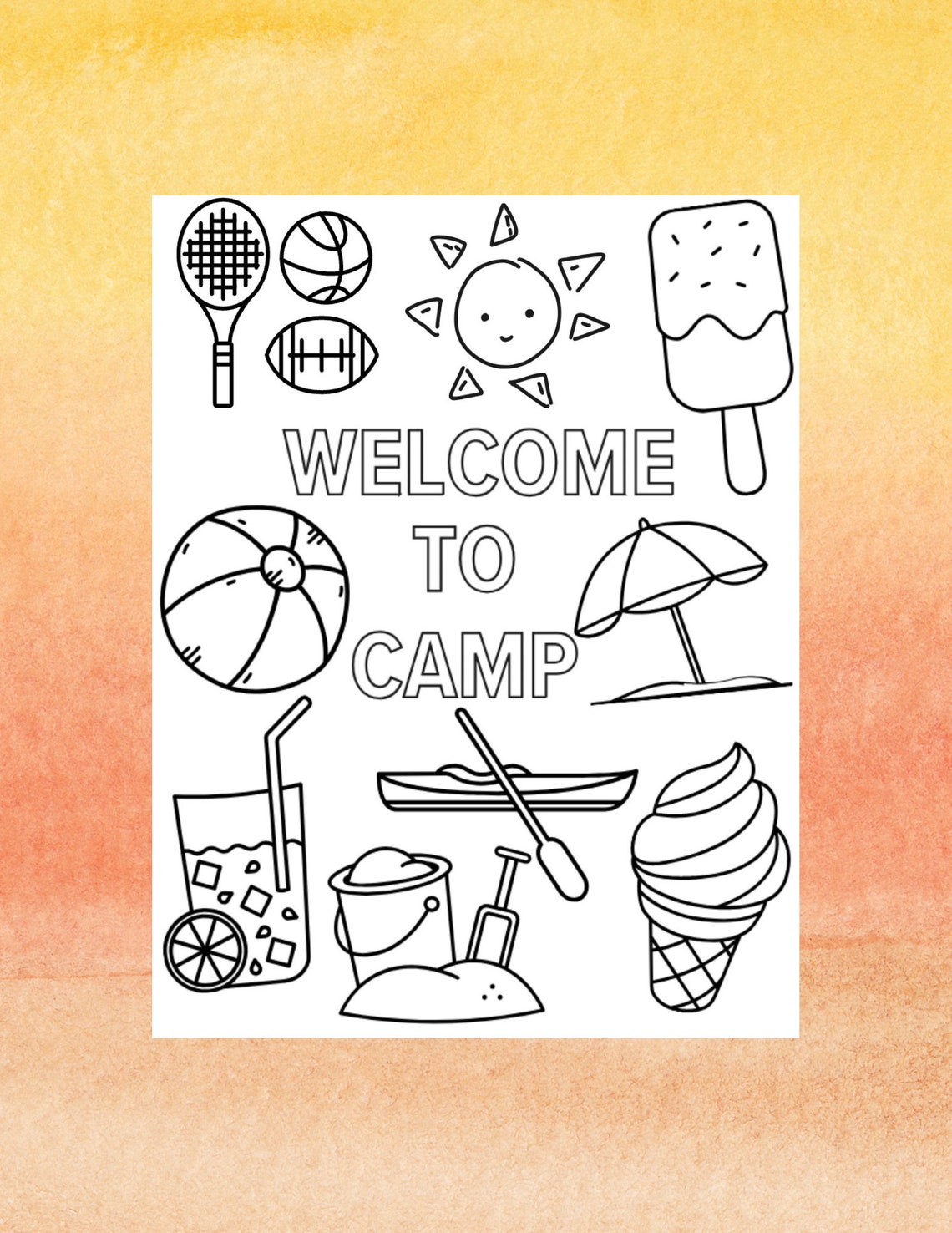 Summer Camp Coloring Page, Coloring Page, Welcome to Camp, Coloring ...